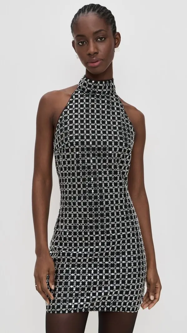 ROTATE BY BIRGER CHRISTENSEN Sequin-embellished Halterneck Mini Dress