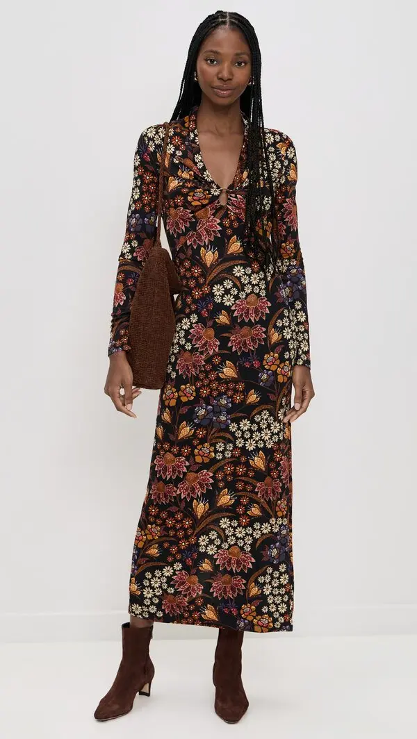 africa long dress style Juwon African Print Maxi Dress (Yellow and Green)