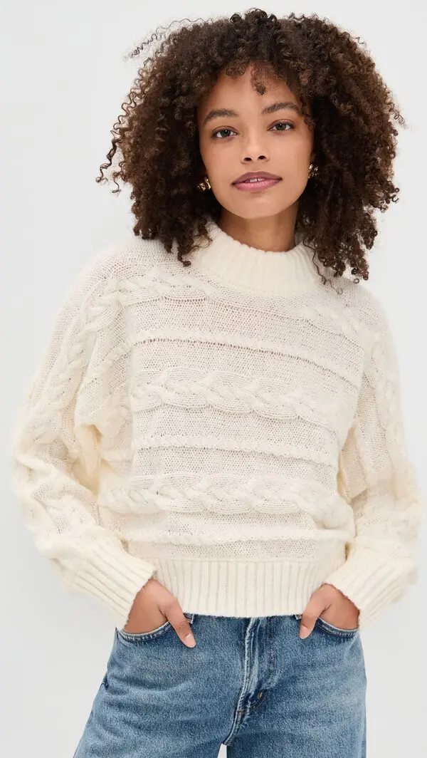 Z Supply Arctic Cable Knit Crewneck Sweater