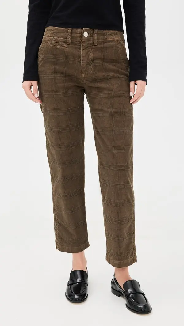 AMO Lillian Printed Plaid Corduroy Pants