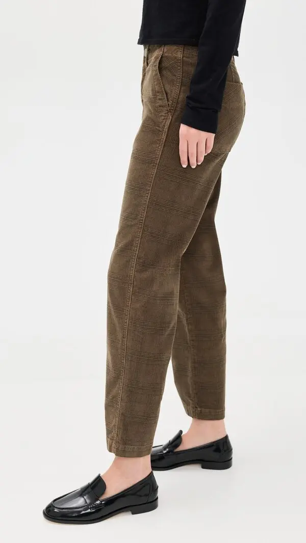 AMO Lillian Printed Plaid Corduroy Pants