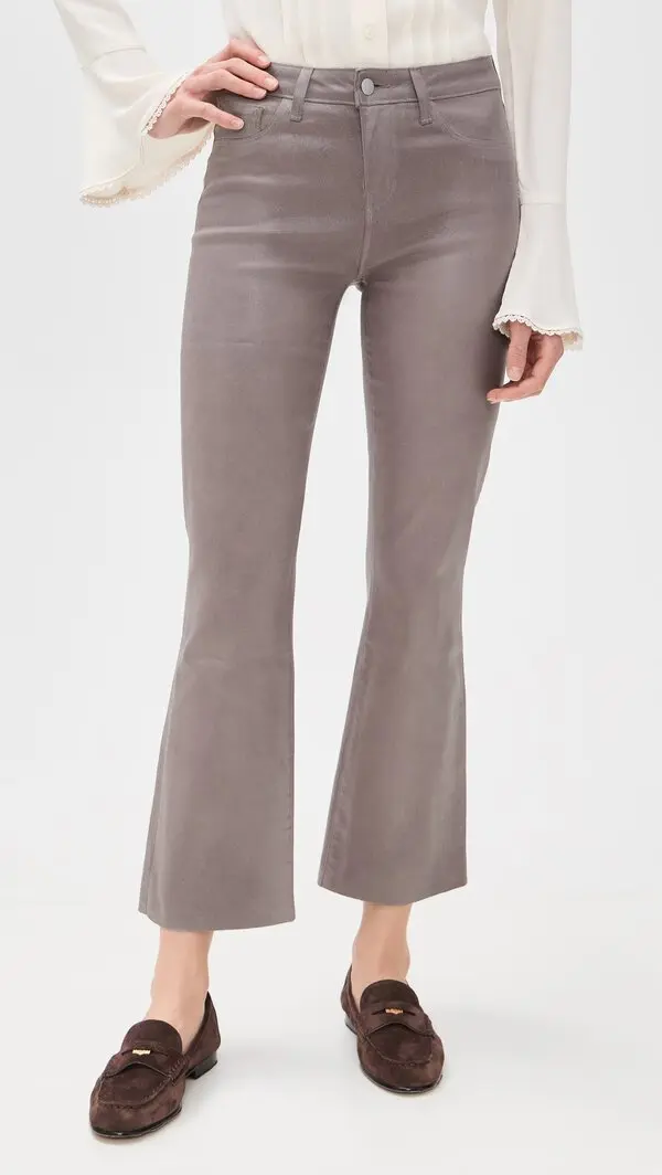 L'Agence Kendra Crop Flare Jeans - Driftwood Coated