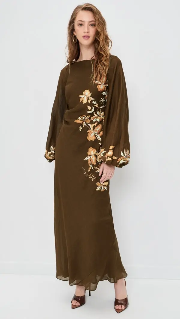 Hemant & Nandita Boat Neck Maxi Dress