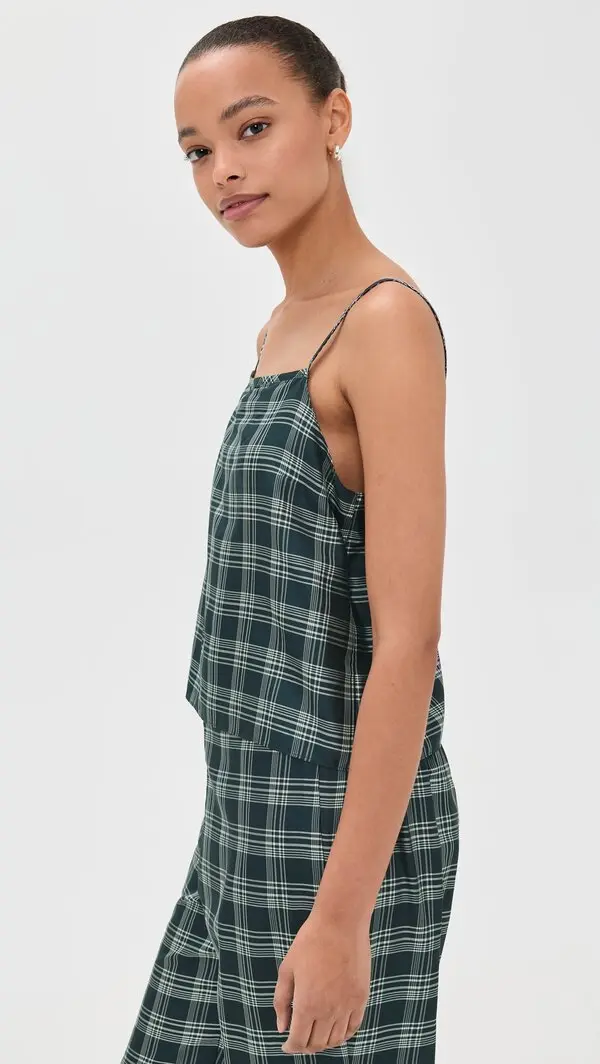 Theory Sleeveless Plaid Top