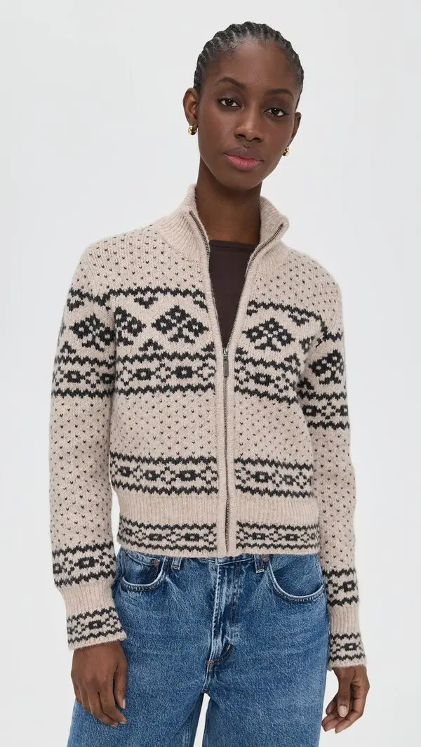 Z Supply Jacquard Knit Zip Cardigan