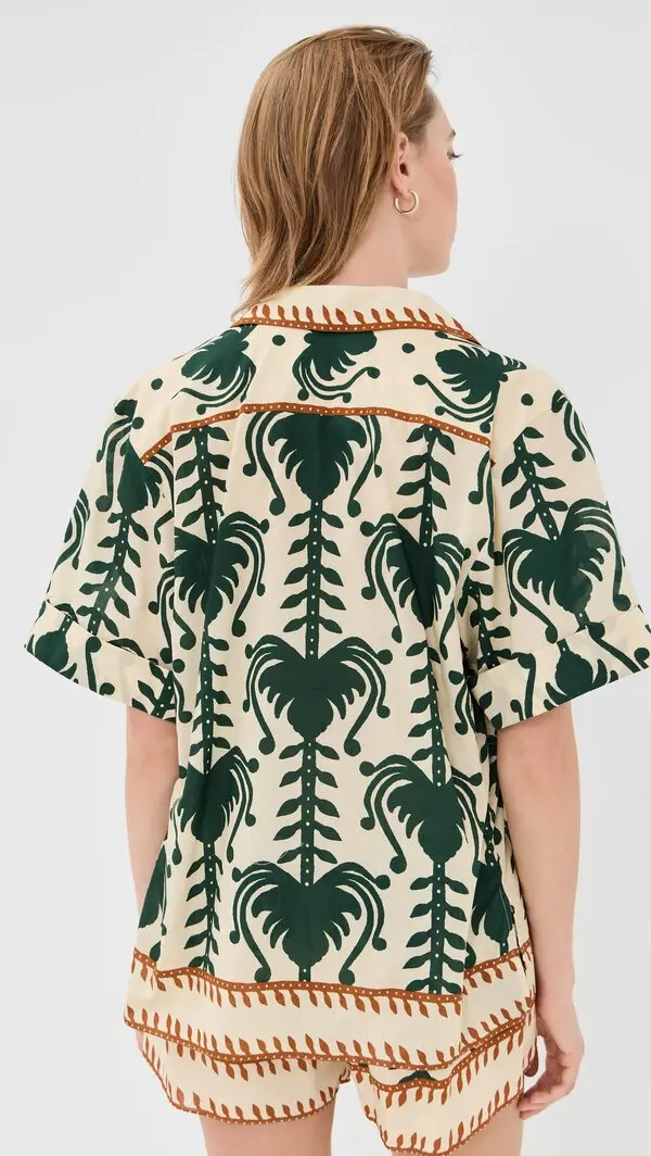 Johanna Ortiz Salty Promises Shirt With Leaf Print - Ecru/green