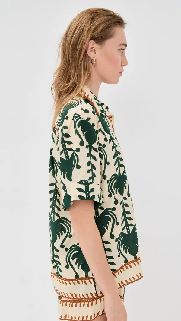 Johanna Ortiz Salty Promises Shirt With Leaf Print - Ecru/green