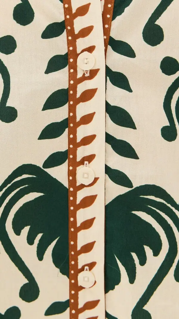 Johanna Ortiz Salty Promises Shirt With Leaf Print - Ecru/green