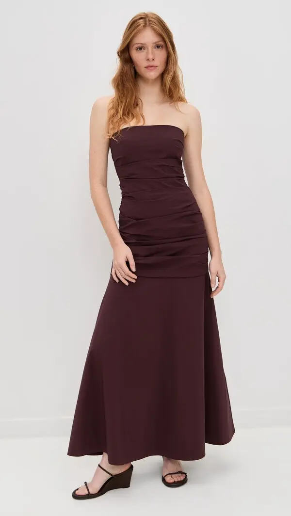 ST. AGNI Gathered Strapless Longline Dress