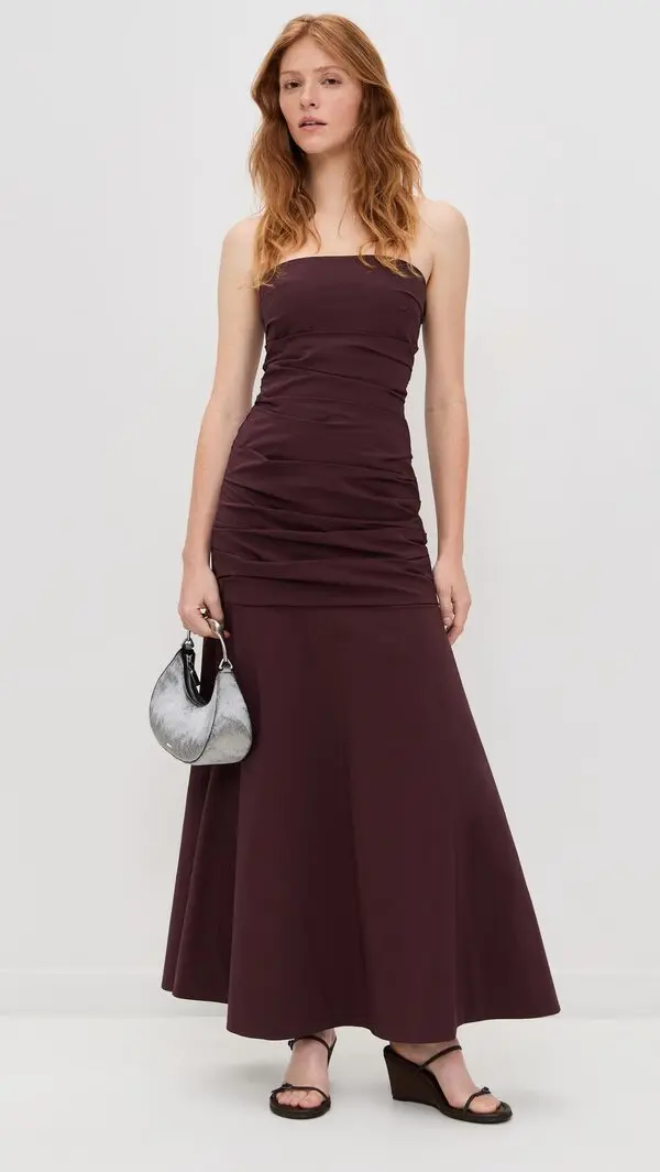 ST. AGNI Gathered Strapless Longline Dress