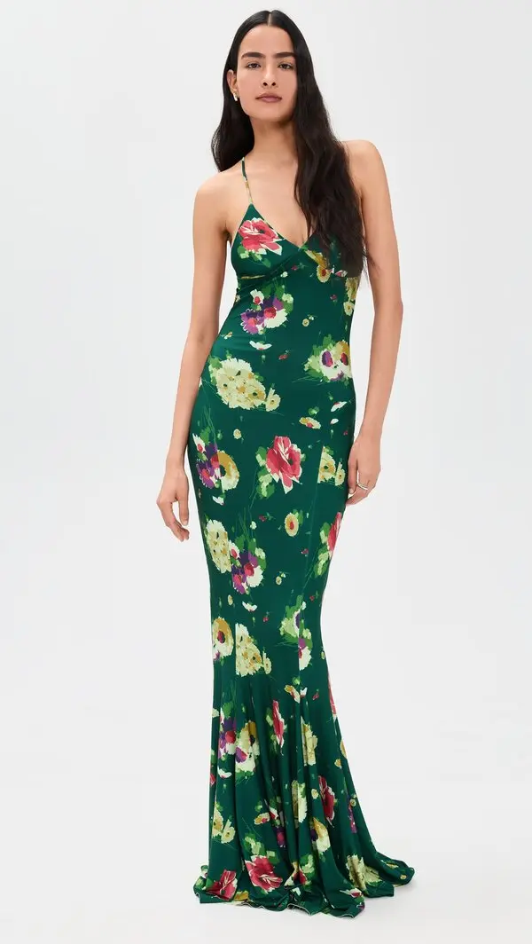Norma Kamali Low Back Slip Fishtail Gown