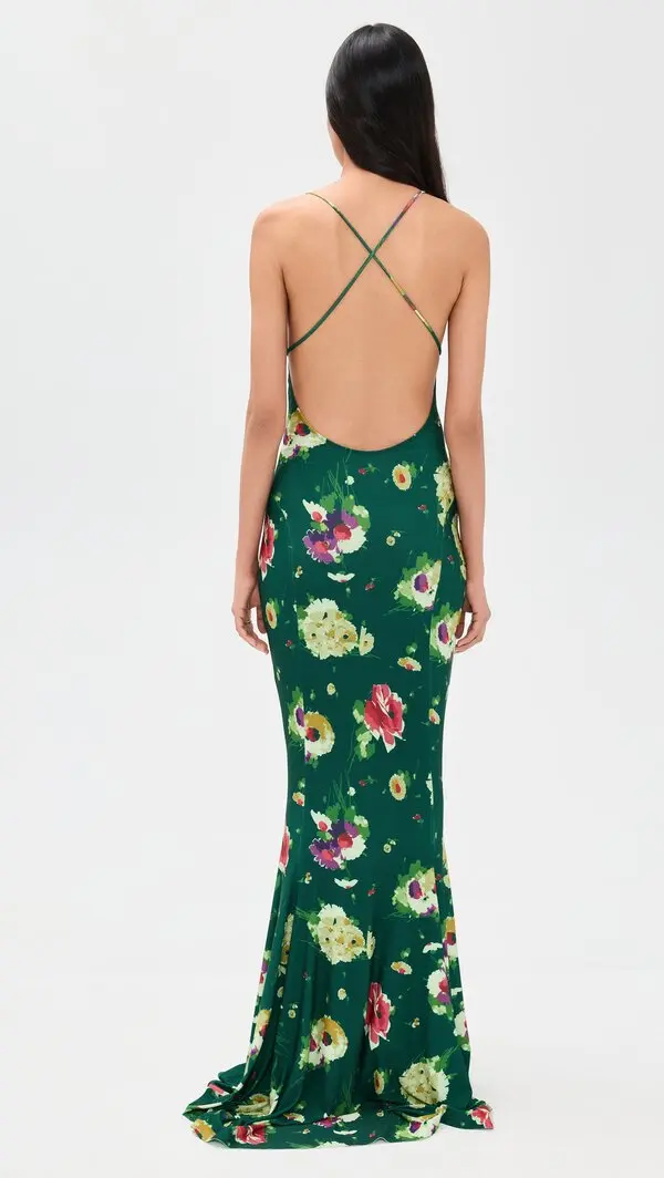 Norma Kamali Low Back Slip Fishtail Gown
