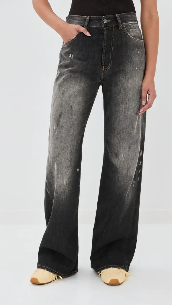 Acne Studios Distressed Paint Splatter Print Jeans