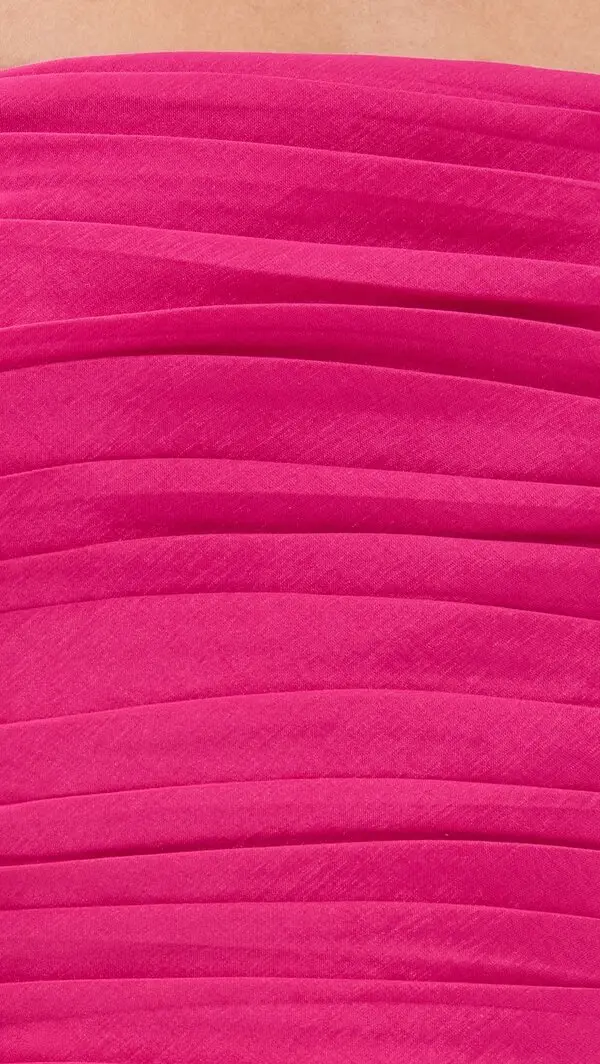 KIKA VARGAS Off Shoulder Pleated Maxi Dress - Fuchsia