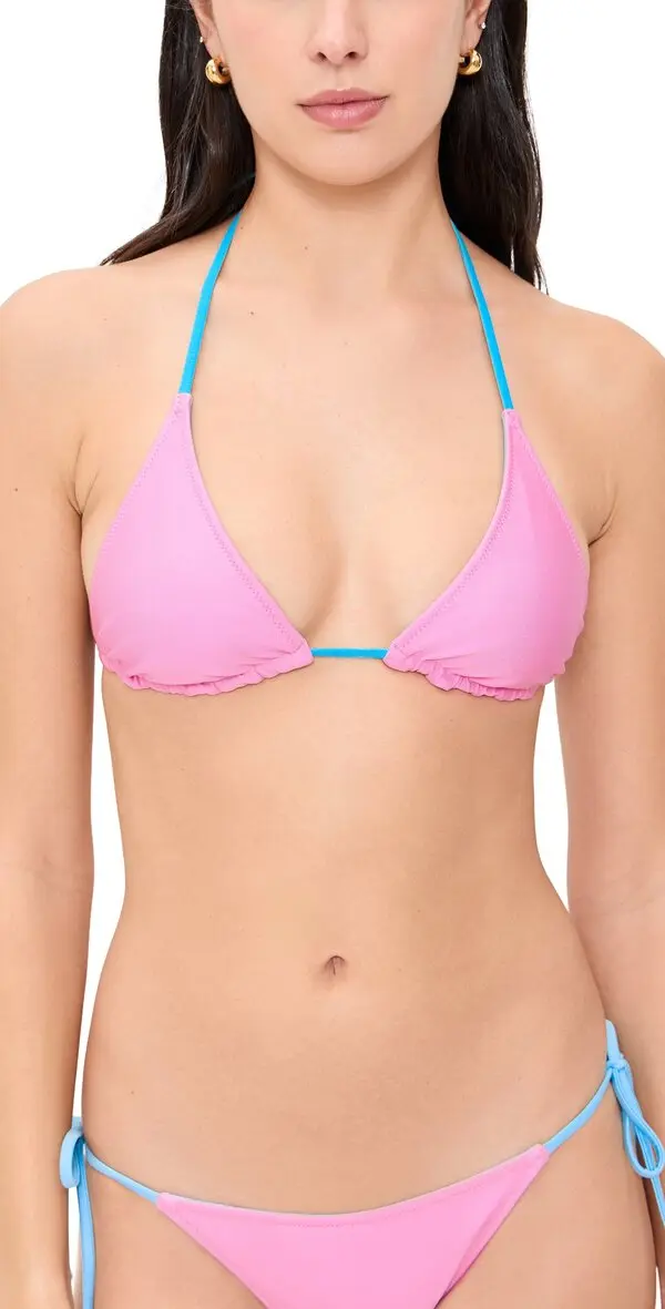 Solid & Striped The Ines Reversible Bikini Top - Reversible Bonbon/ocean Mist