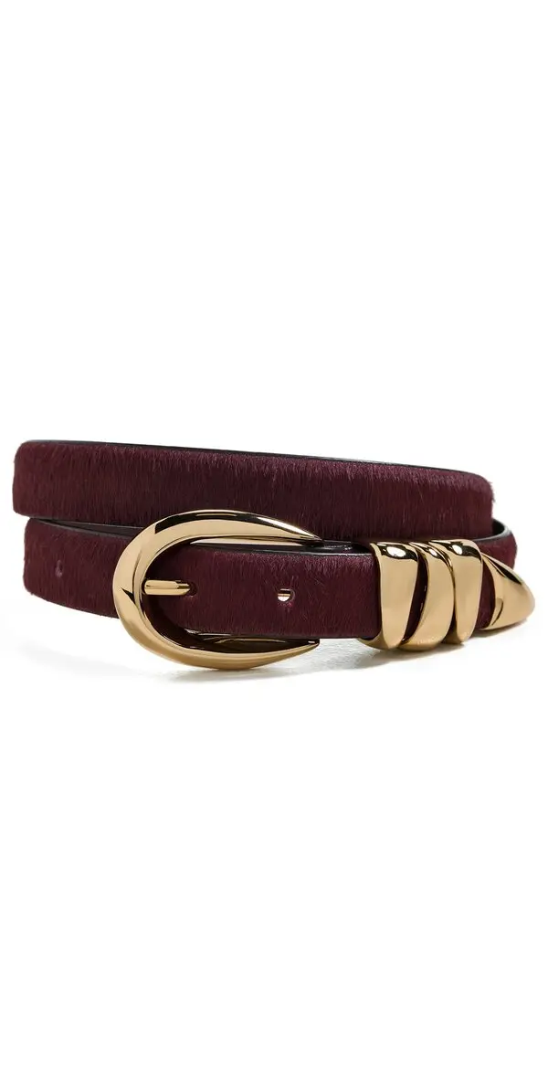 Madewell Triple Metal Keeper Leather Belt - Cabernet Haircalf