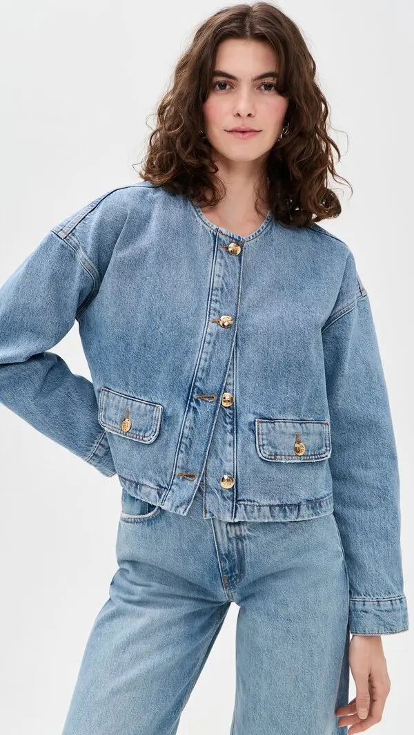 ANINE BING Blanche Denim Jacket - Caspian Blue