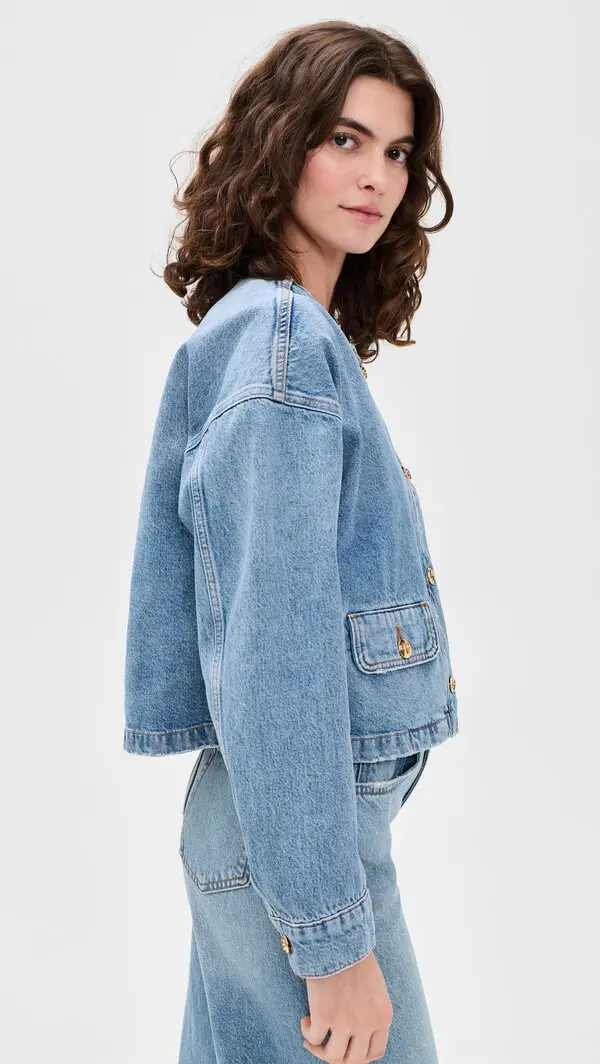 ANINE BING Blanche Denim Jacket - Caspian Blue