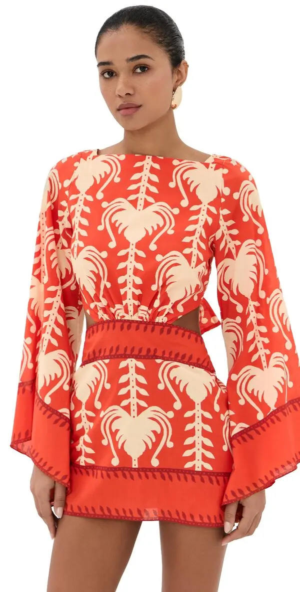 Johanna Ortiz Words Of Wisdom Mini Dress - Red/ecru
