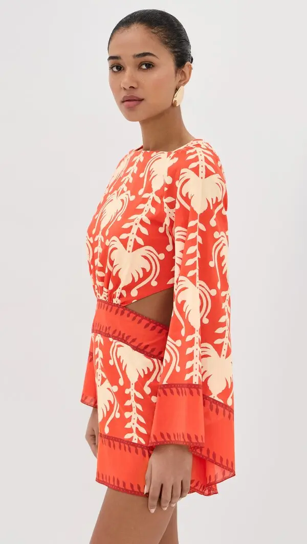 Johanna Ortiz Words Of Wisdom Mini Dress - Red/ecru