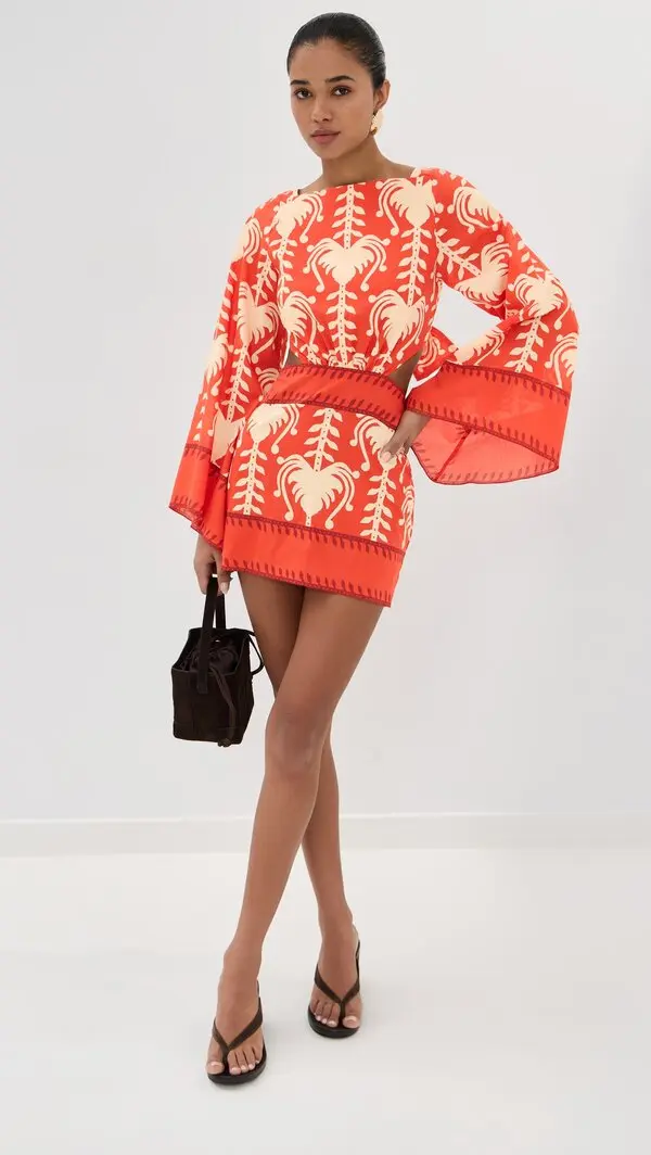 Johanna Ortiz Words Of Wisdom Mini Dress - Red/ecru