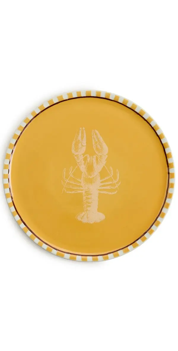 Carolina K Hand-painted Lobster Serving Plate - Yellow