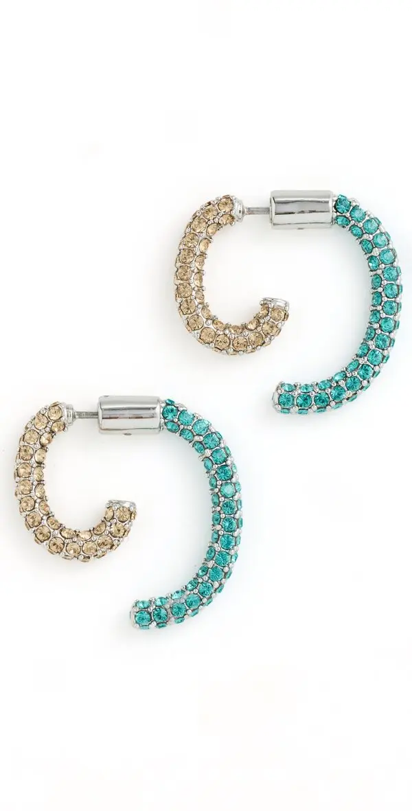 Demarson Luna Pave Mini Earrings - Colorado Topaz/blue Zircon