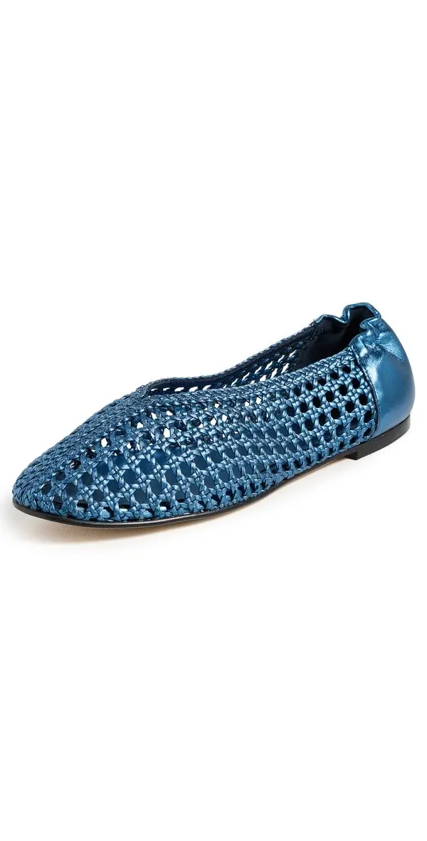 Freda Salvador Riley Flats - Ocean Metallic Woven Calf
