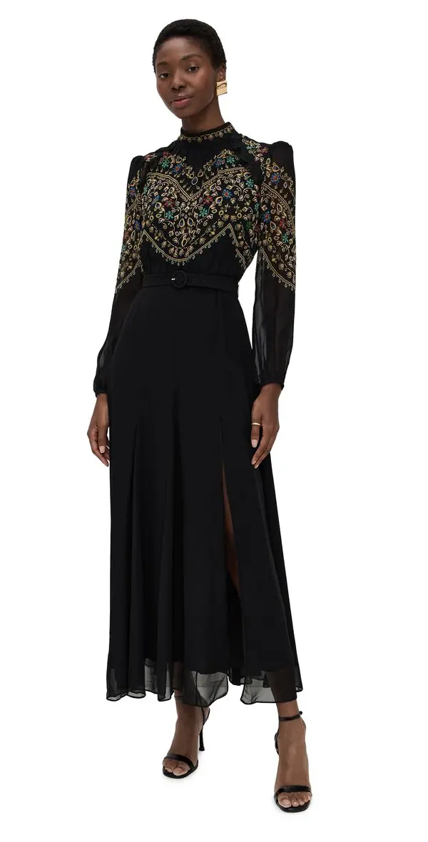 Saloni Jacqui B Floral Print Maxi Dress