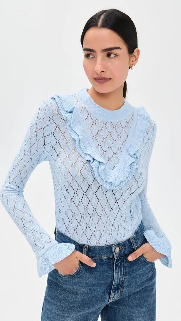 THE LULO PROJECT Knit Top With Ruffle Edges