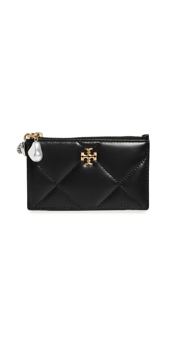 Tory Burch Kira Diamond Quilt Charm Zip Card Case - Black