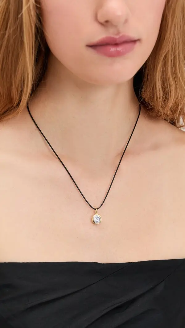 Alexa Leigh Round Bezel Leather Necklace