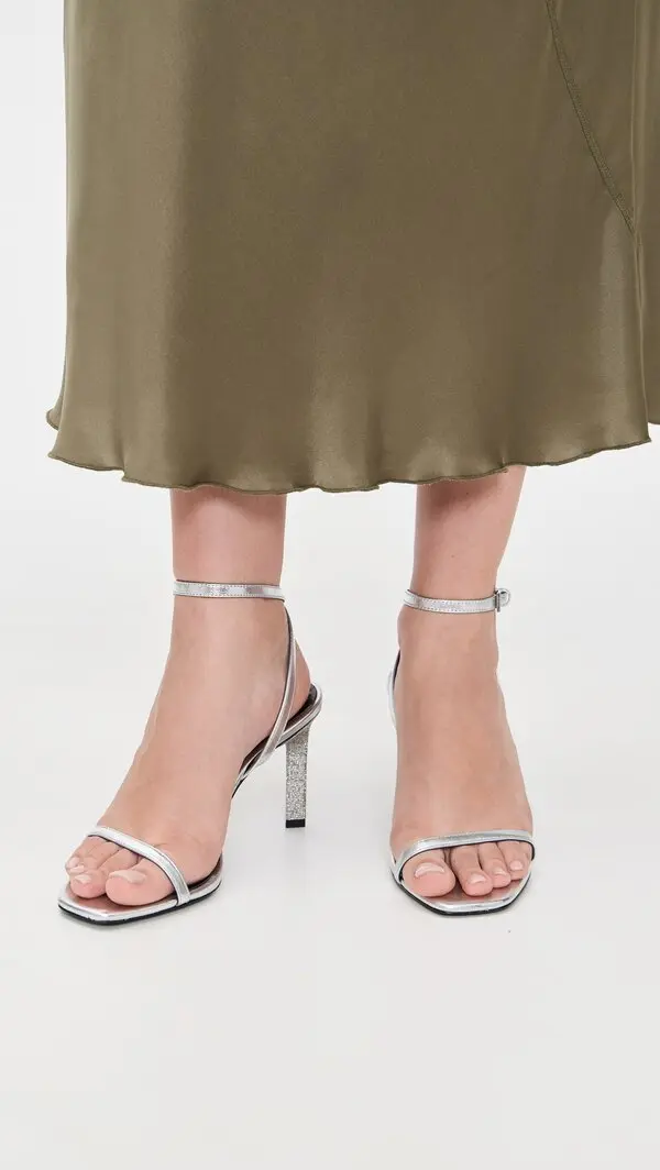 Tory Burch Pave Heeled Sandals - Silver