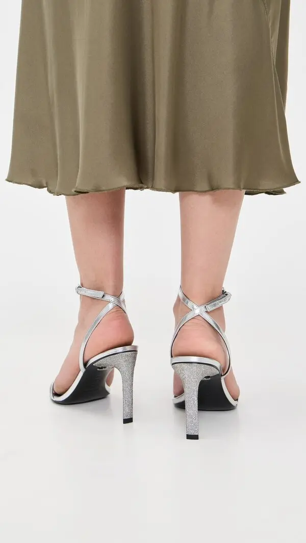 Tory Burch Pave Heeled Sandals - Silver