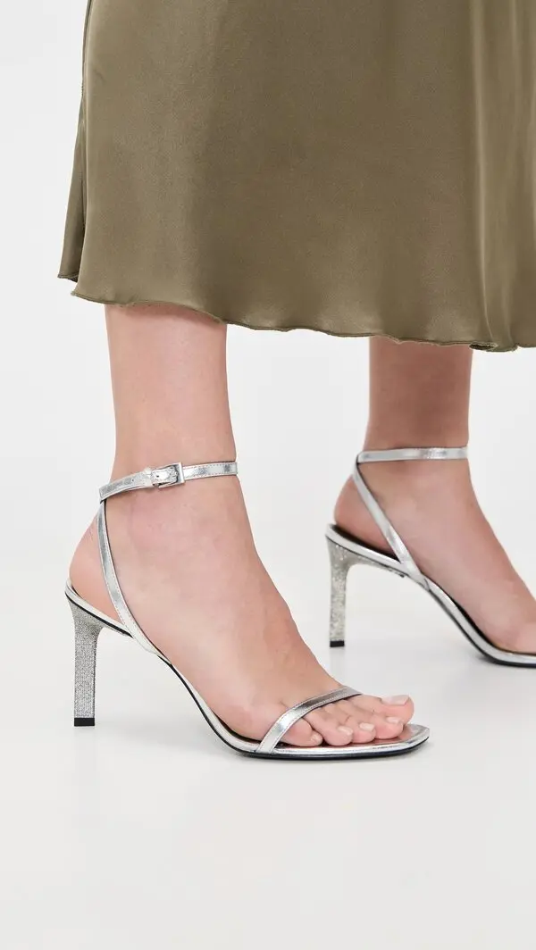 Tory Burch Pave Heeled Sandals - Silver