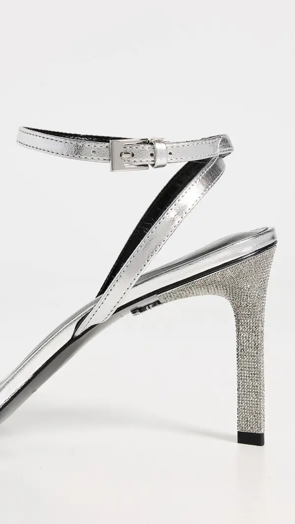 Tory Burch Pave Heeled Sandals - Silver