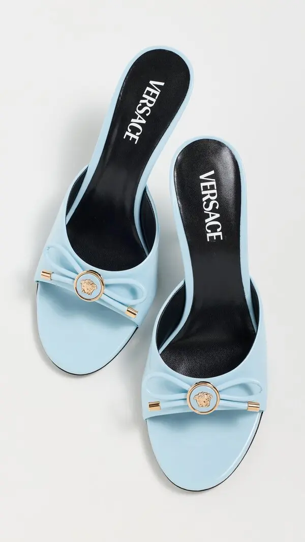 Versace Opera Bow Patent Mules
