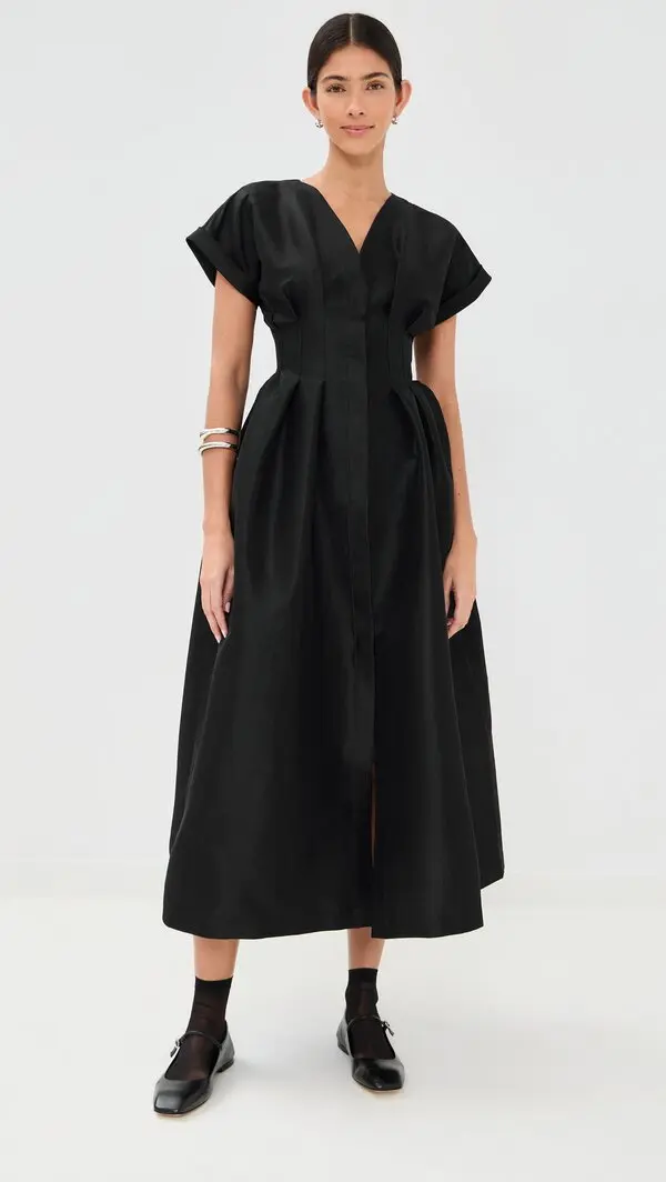 KIKA VARGAS Tsige Midi Dress - Black