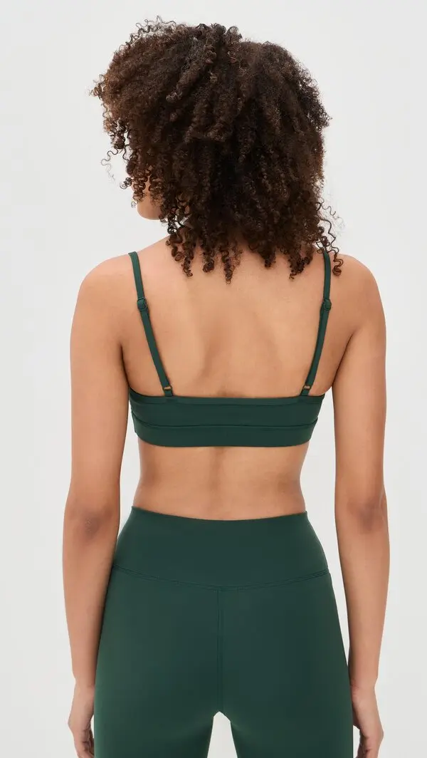 Sporty & Rich Serif Logo Mini Sports Bra - Forest