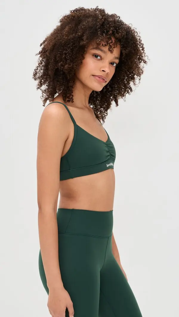 Sporty & Rich Serif Logo Mini Sports Bra - Forest