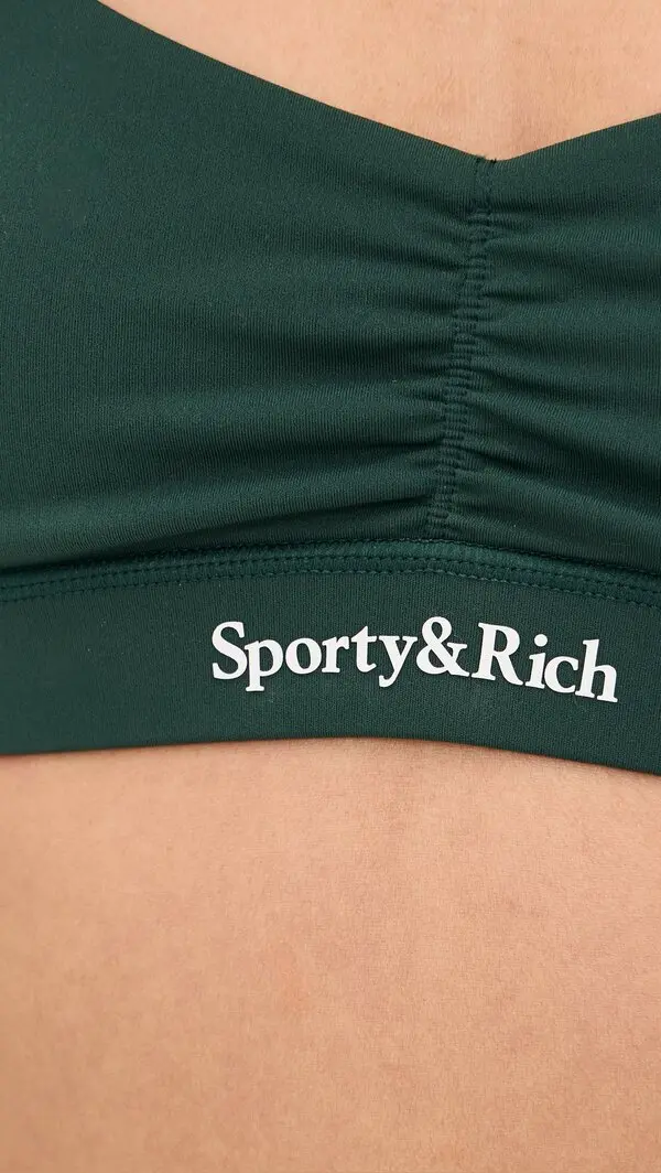 Sporty & Rich Serif Logo Mini Sports Bra - Forest