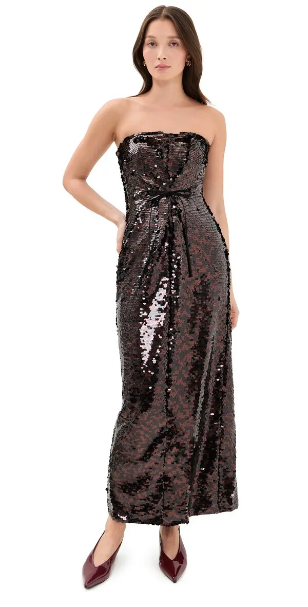 Staud Cece Strapless Maxi Dress - Espresso/black