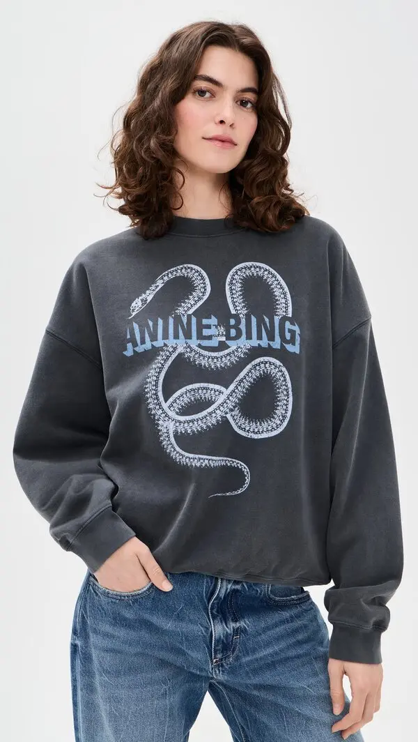 ANINE BING Harvey Crew Snake Sweatshirt