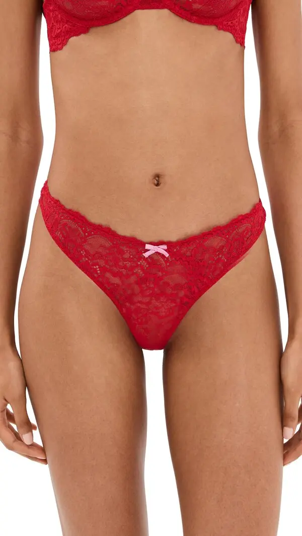 FLEUR DU MAL Bianca Lace Thong - Rouge