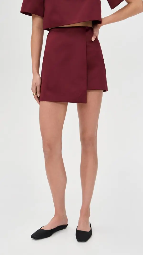 BY MALENE BIRGER Raye Asymmetrical Mini Skirt - Cabernet