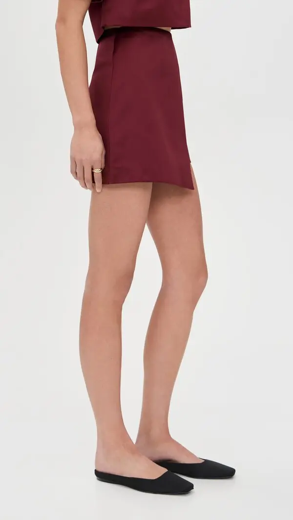 BY MALENE BIRGER Raye Asymmetrical Mini Skirt - Cabernet