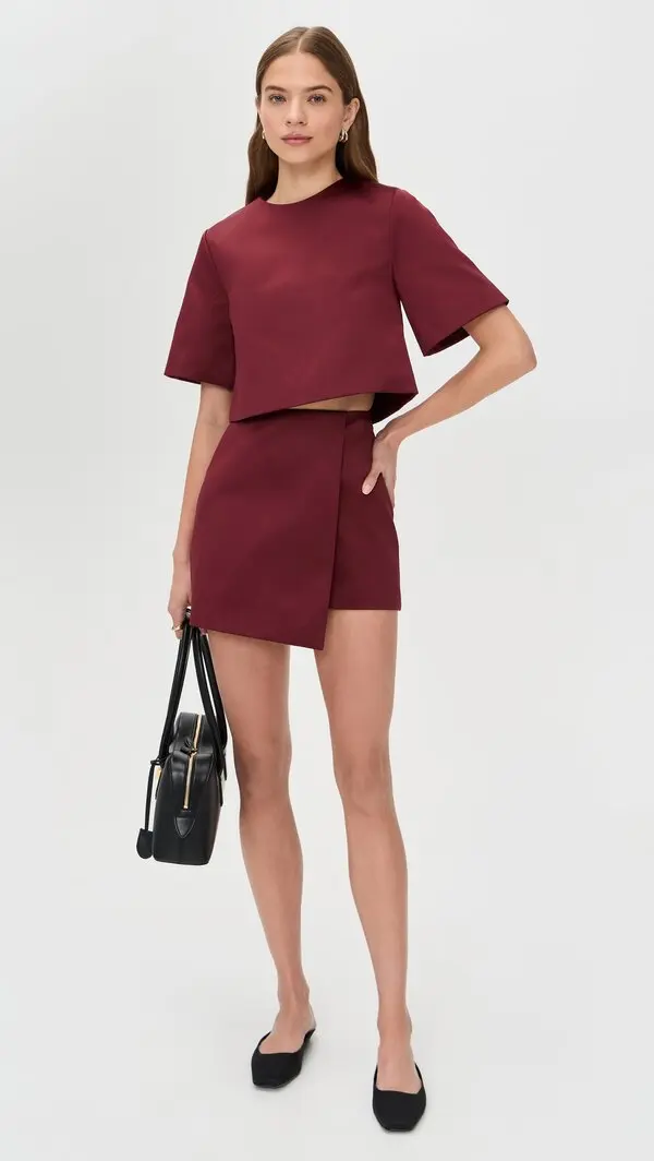 BY MALENE BIRGER Raye Asymmetrical Mini Skirt - Cabernet