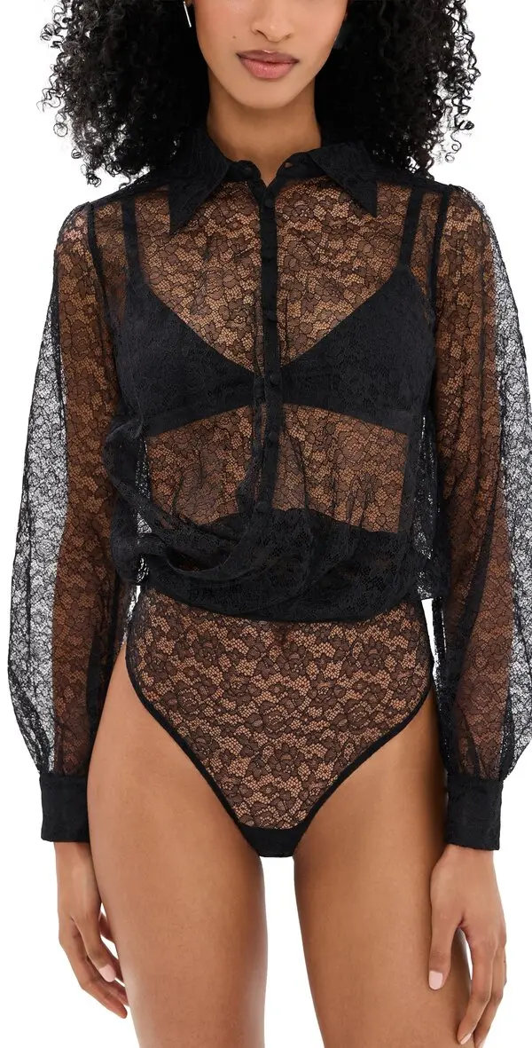 Kiki De Montparnasse Petite Fleur Crossover Thong Bodysuit