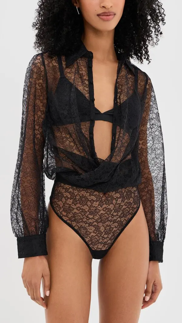 Kiki De Montparnasse Petite Fleur Crossover Thong Bodysuit