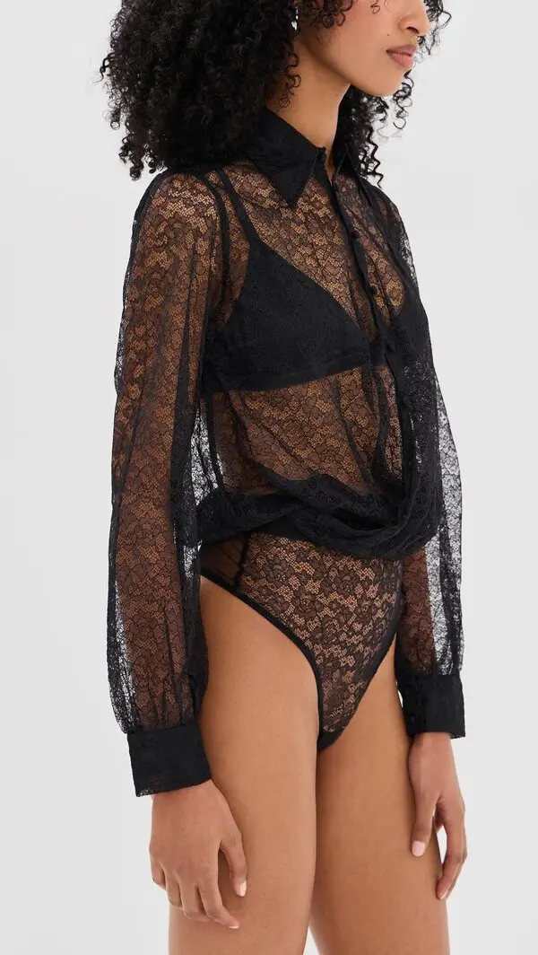 Kiki De Montparnasse Petite Fleur Crossover Thong Bodysuit